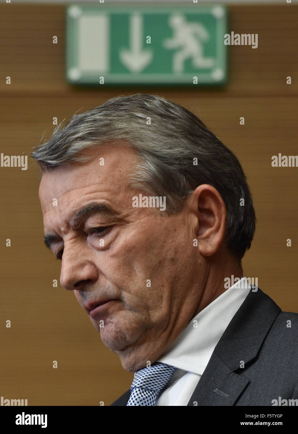 President of German soccer association DFB Wolfgang Niersbach looks on ...