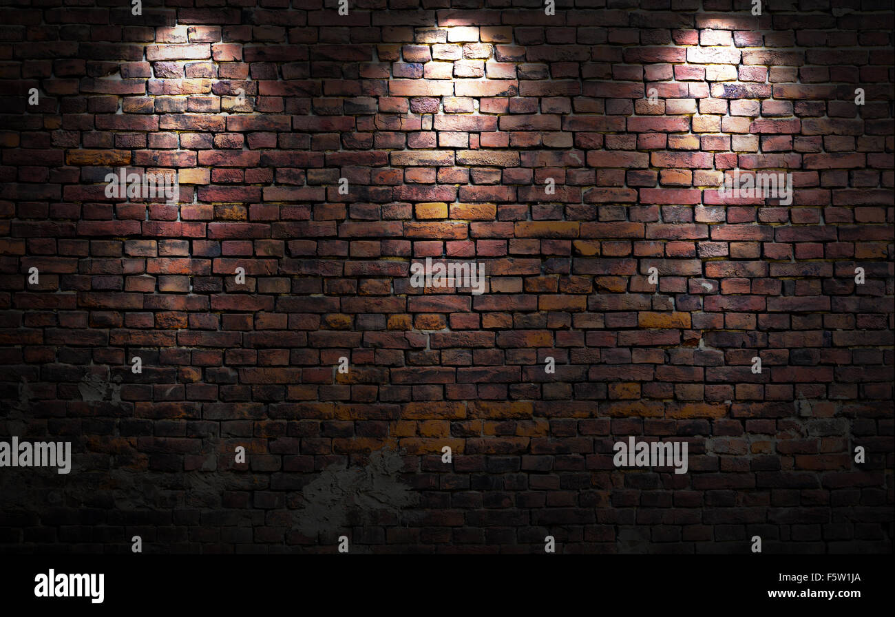 Old brick wall with stage lights Stock Photo - Alamy