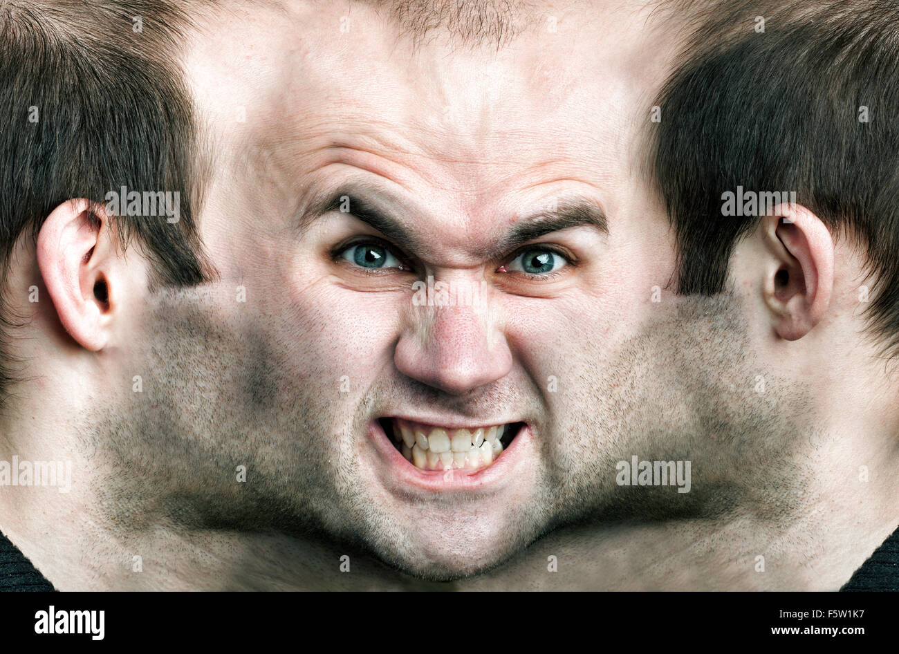 A panoramic face of very angry man Stock Photo - Alamy