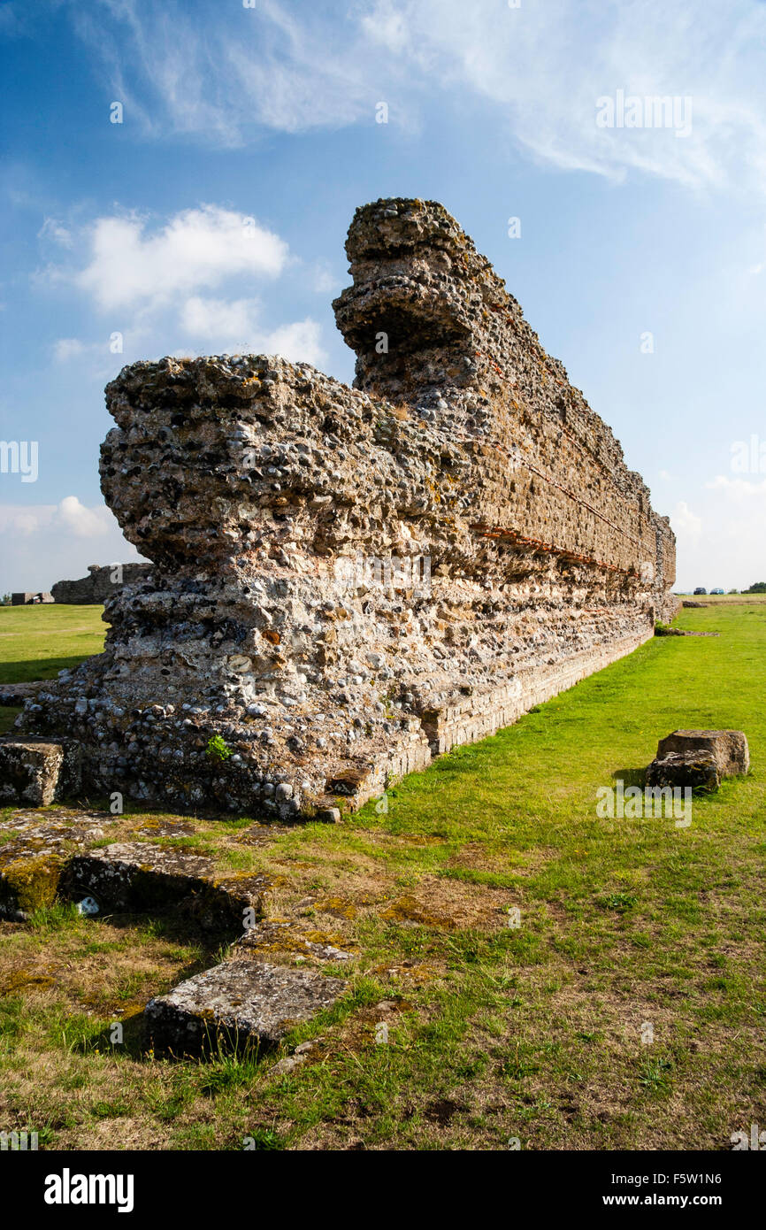 England, Richborough Roman castle, a Saxon Shore fort. Ruins of 4th ...