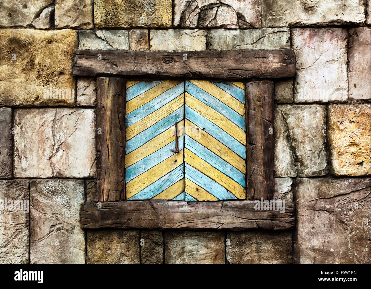 Old window on ancient stone wall Stock Photo - Alamy