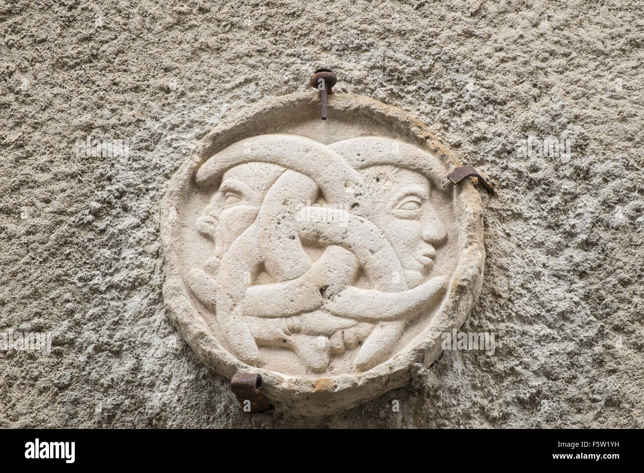 Celtic stonework outside house in Rennes le Chateau,hilltop village ...