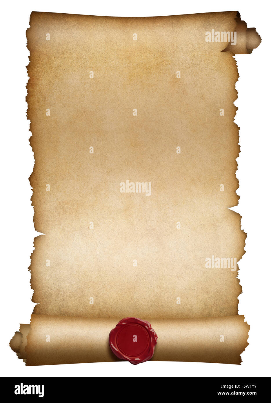 Old paper roll or manuscript with wax seal isolated Stock Photo - Alamy