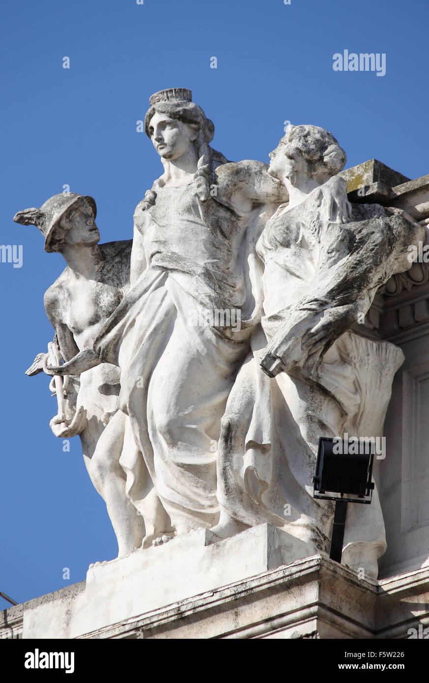 Statue of Hermes and the Goddess Roma in Colonna Square of Rome, Italy ...