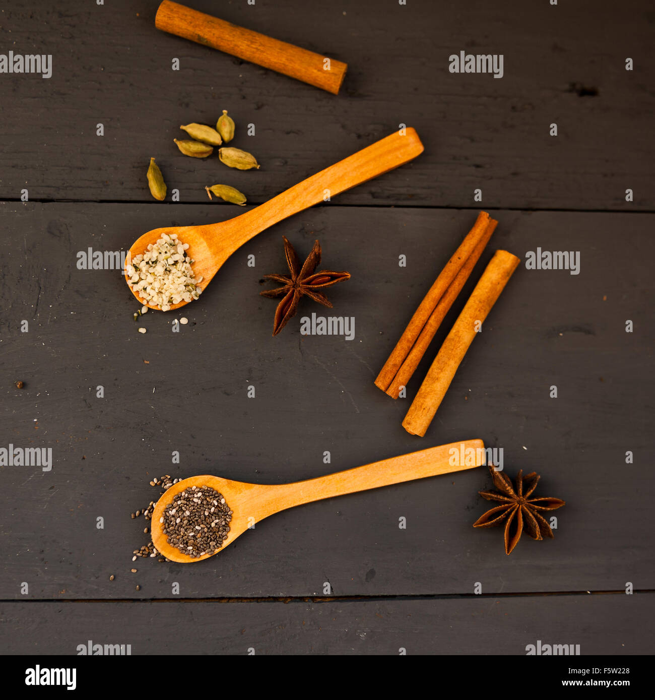 Different types of spices and seeds Stock Photo - Alamy