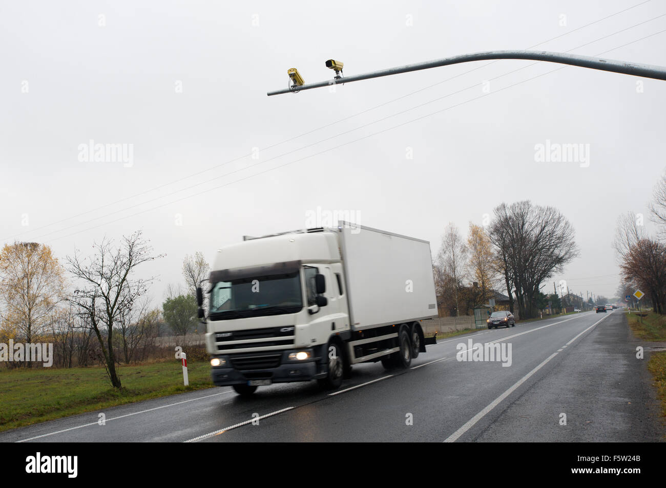 Kluki, Poland. 9th November 2015. Average speed cameras mounted on ...