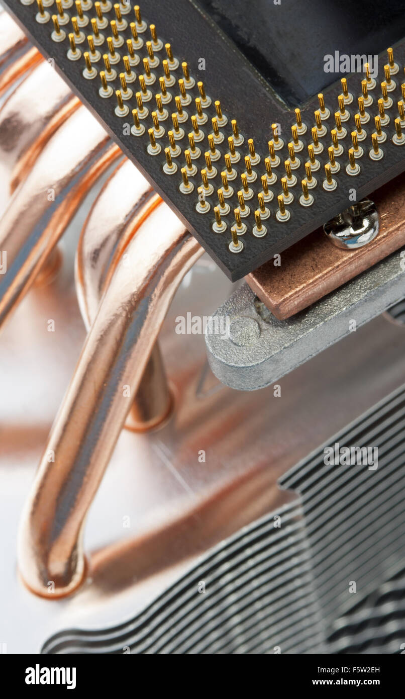 Close-up of modern computer processor with big cooler Stock Photo - Alamy