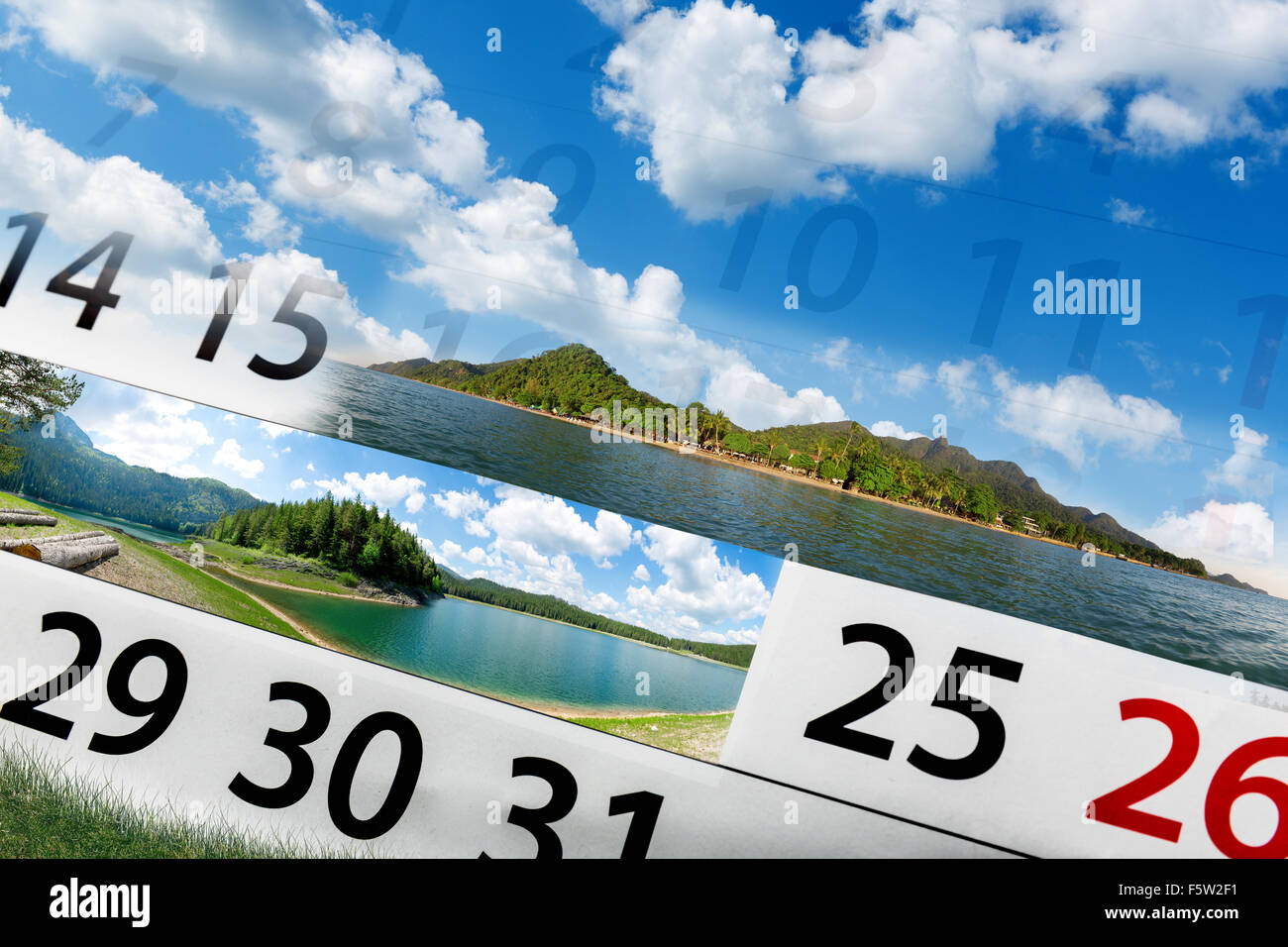 Calendar with beautiful landscape in the mountains Stock Photo - Alamy