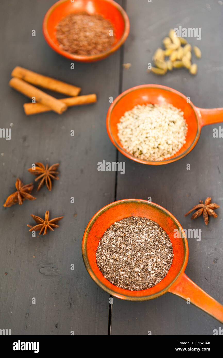 Different types of spices and seeds Stock Photo - Alamy