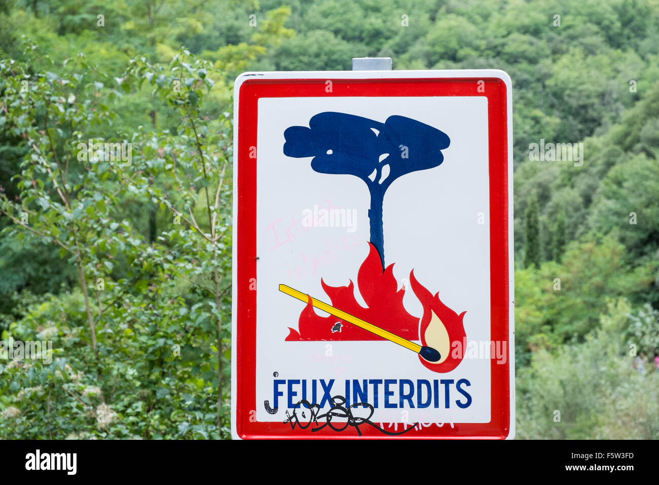 Fire,forest,sign,danger,Rennes les Bains,France,French,forest fire ...
