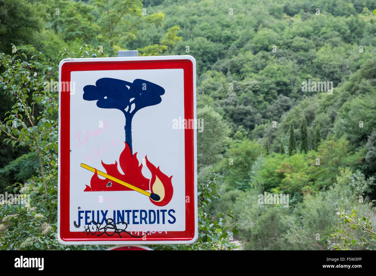 Fire,forest,sign,danger,Rennes les Bains,France,French,forest fire ...
