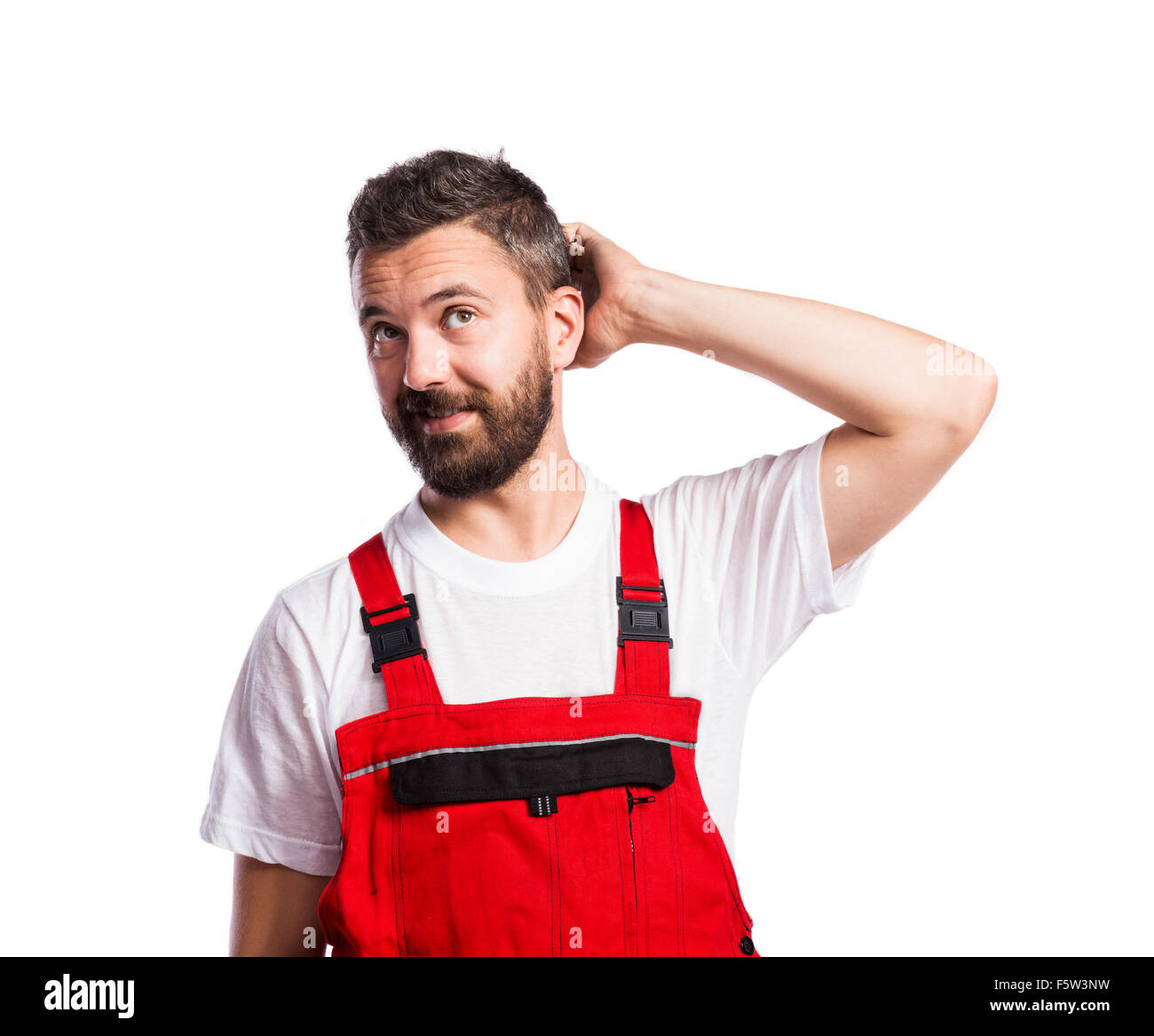 Builder scratching head hi-res stock photography and images - Alamy