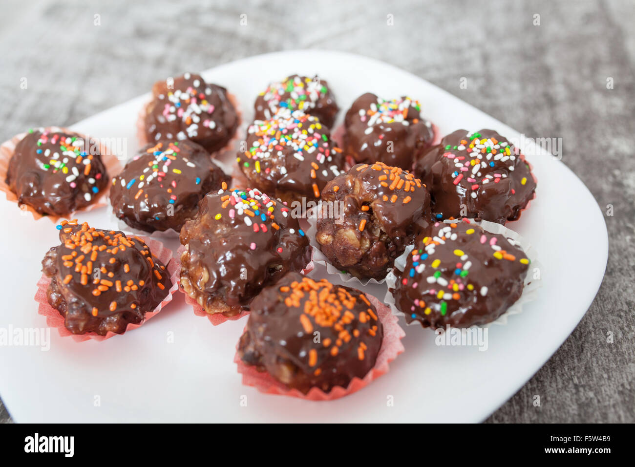 Chocolate ball with topping Stock Photo - Alamy