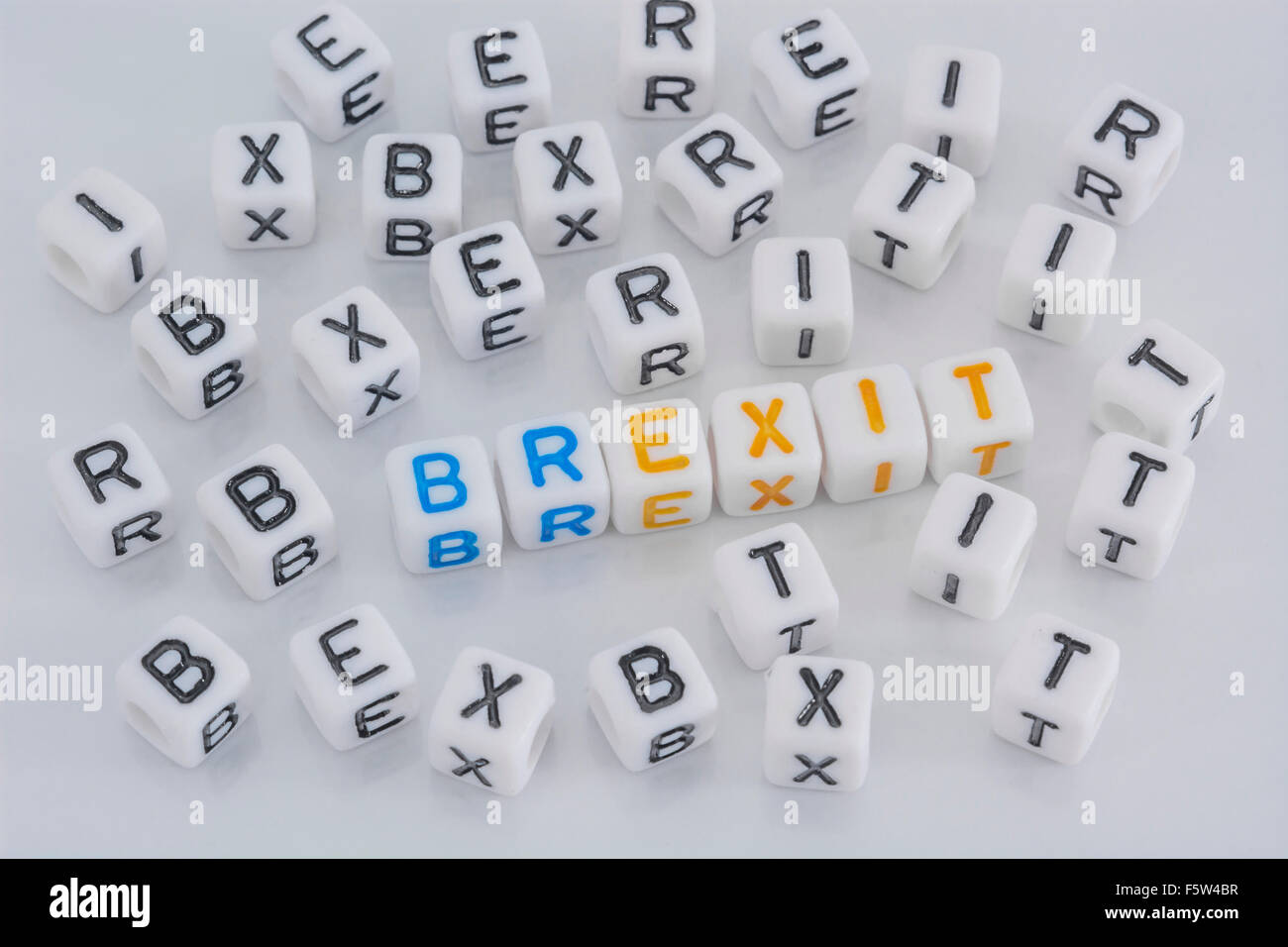 Brexit concept. Toy alphabet letter spelling out the term 'Brexit' in ...