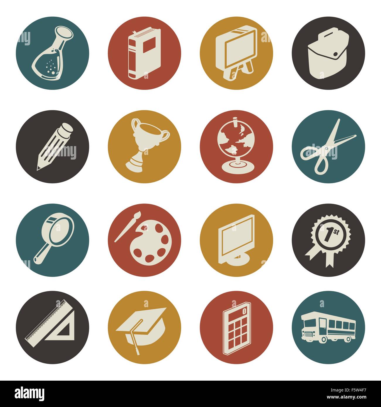 A vector illustration of vintage education icons Stock Vector Image ...