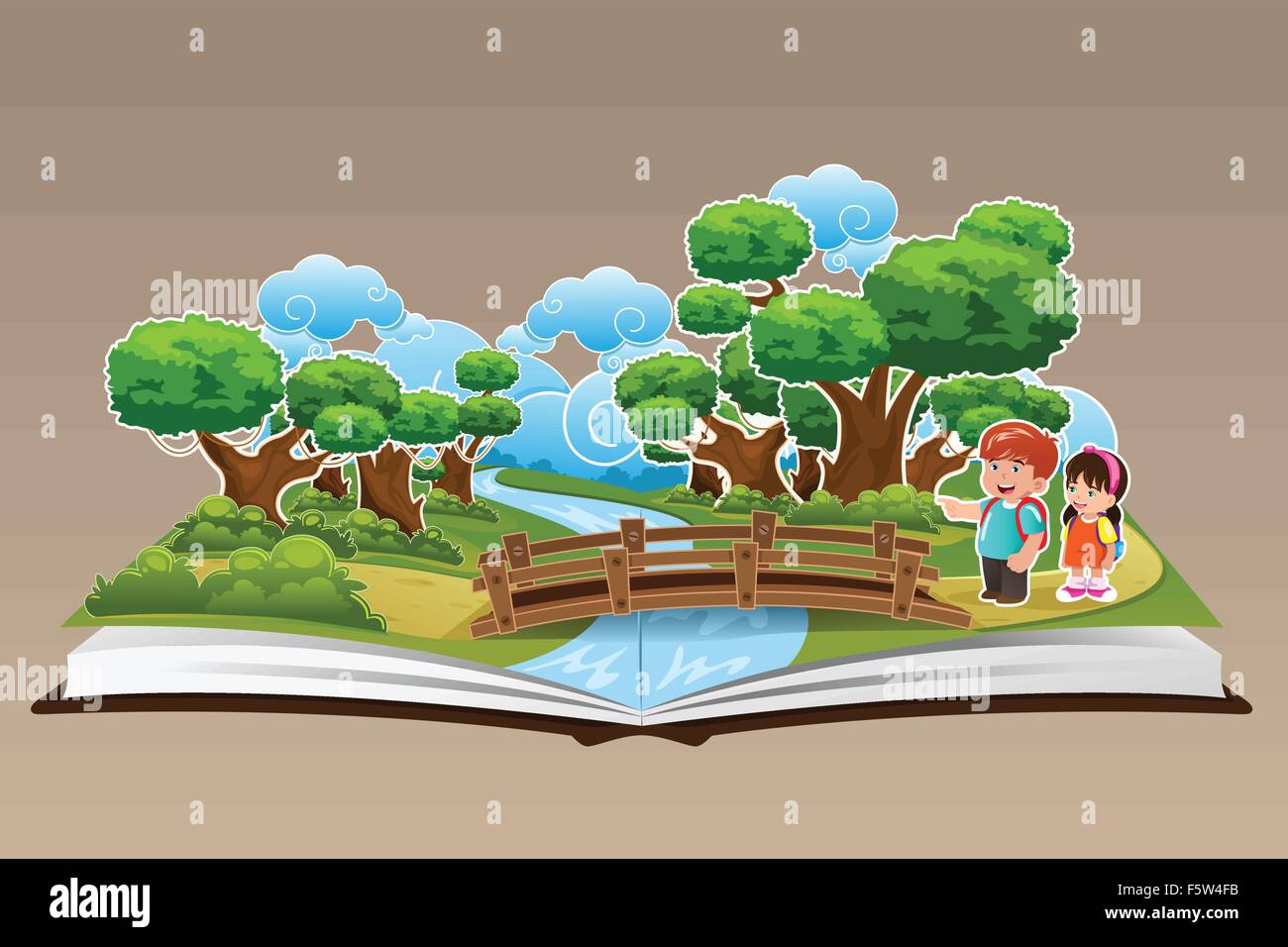 A vector illustration of pop up book with a forest theme Stock Vector ...