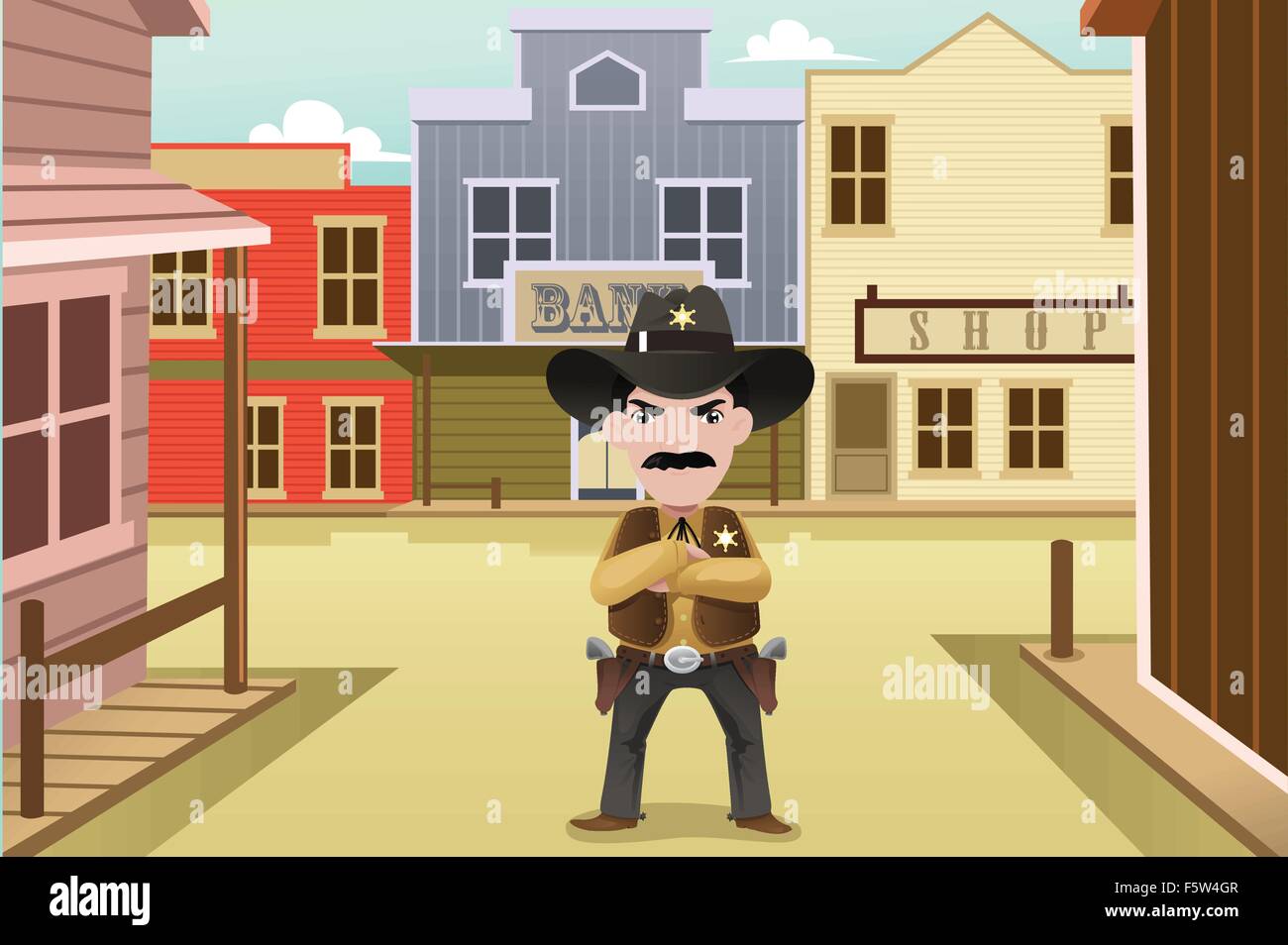 Cowboy western town cartoon hi-res stock photography and images - Alamy