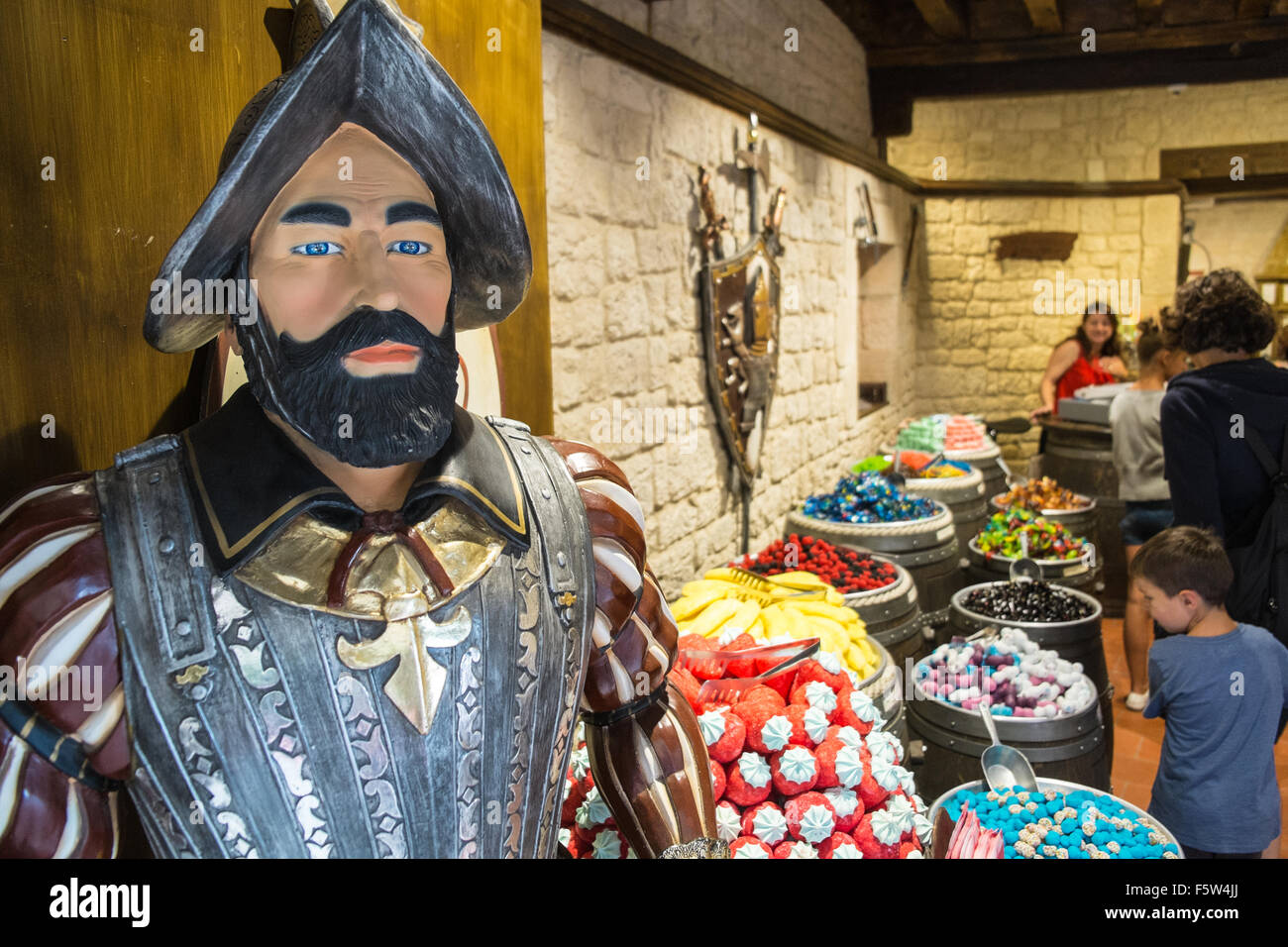 Medieval soldier in Sweets,candy shop within Carcassonne,Castle,Aude ...