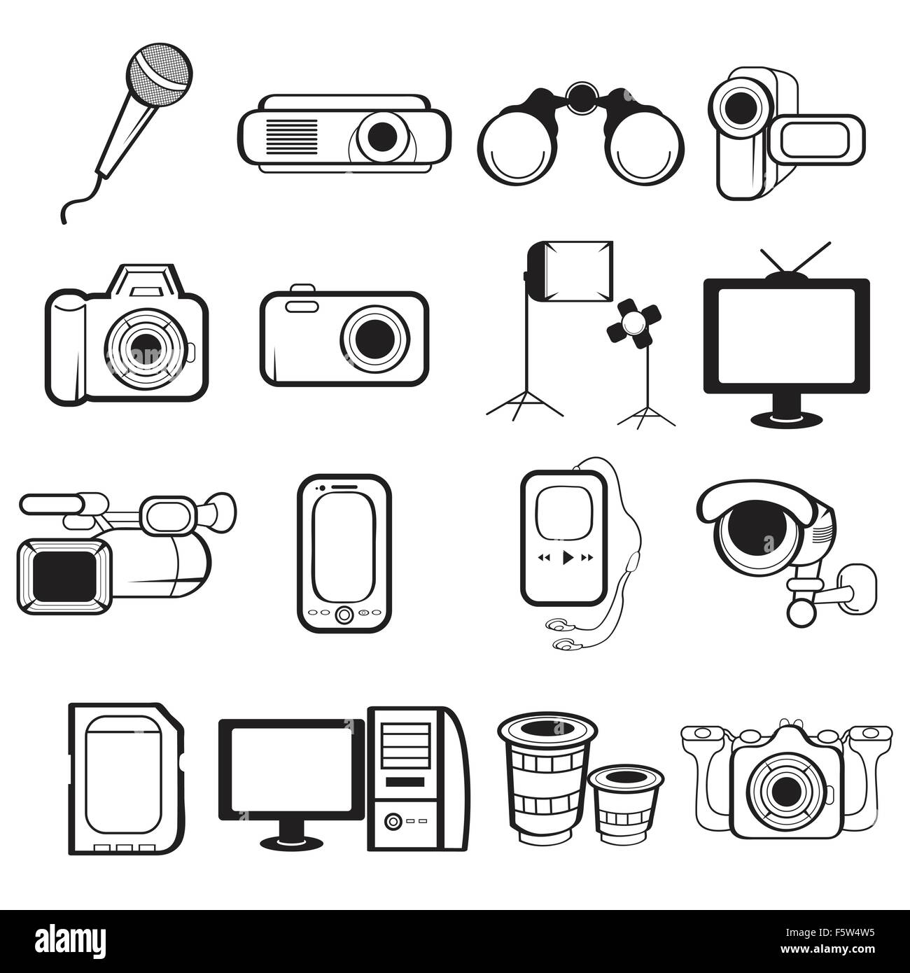 A vector illustration of electronic equipment icon sets Stock Vector ...
