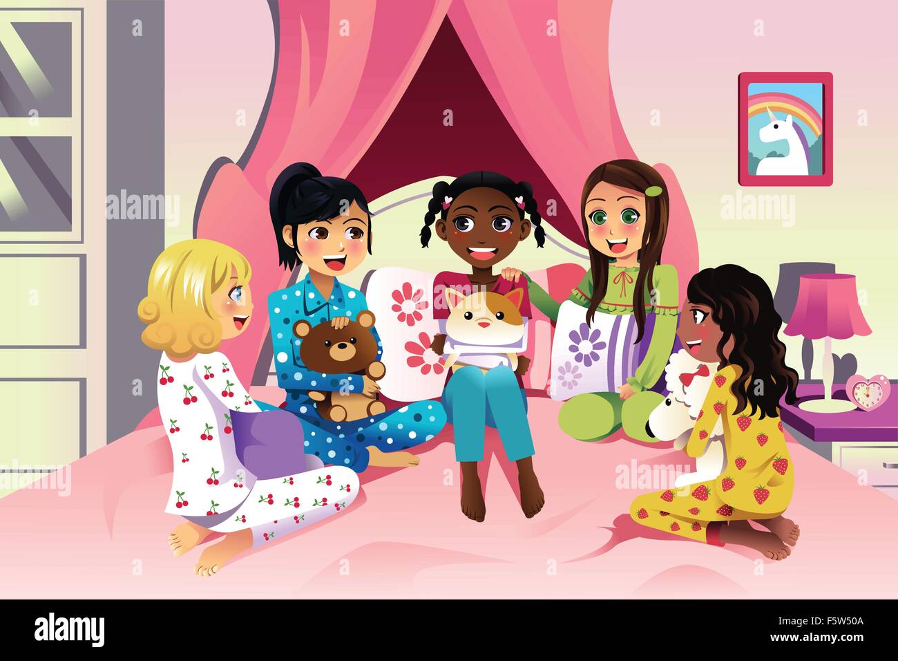 Multi ethnic girls Stock Vector Images - Alamy