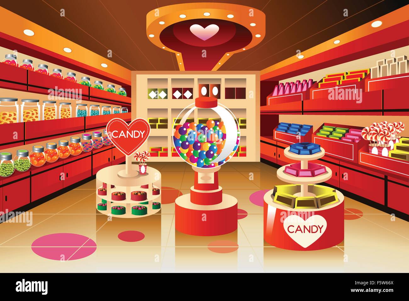 A vector illustration of candy section in grocery store Stock Vector ...