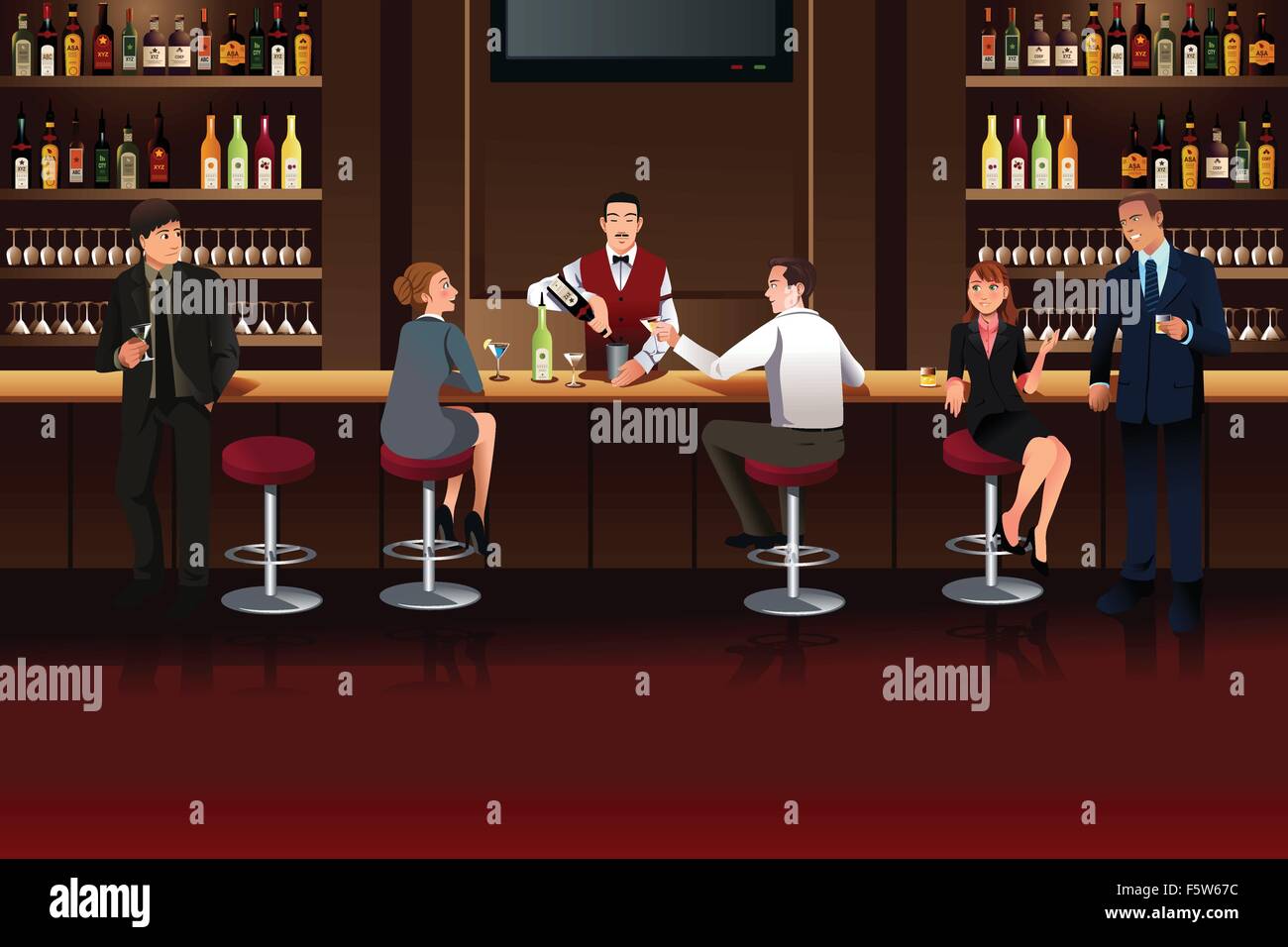 Team night out Stock Vector Images - Alamy