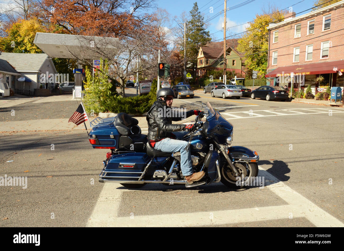 biker harley davidson cold spring village new york in fall Stock Photo ...