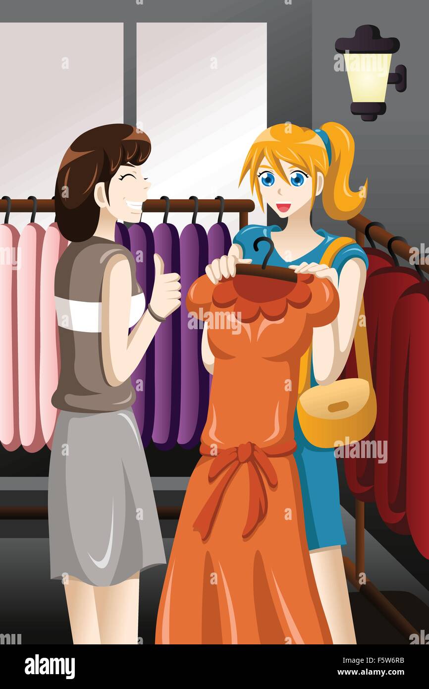 Buying a dress Stock Vector Images - Alamy