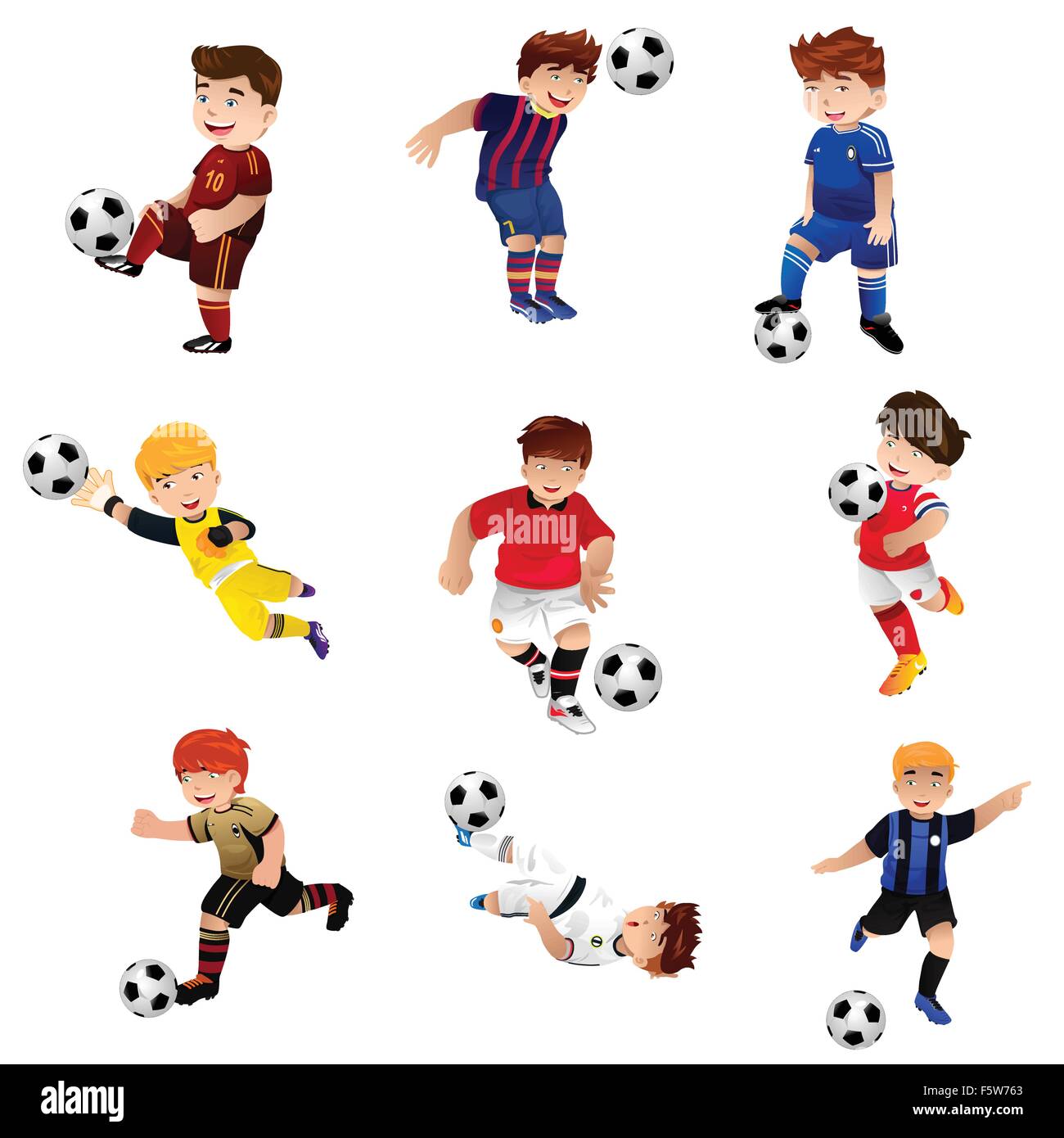 A vector illustration of happy boy playing soccer Stock Vector Image ...