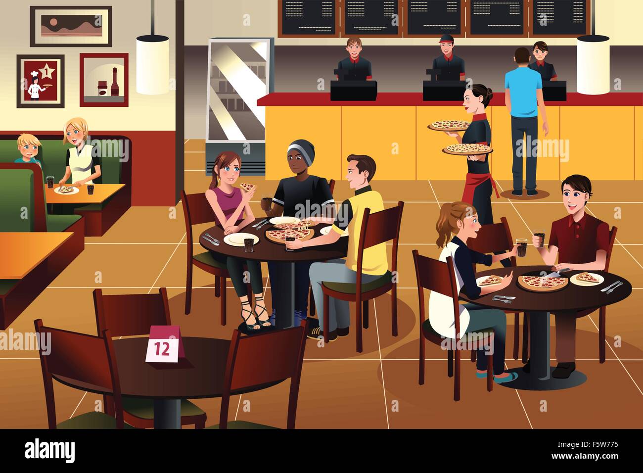 People Eating Pizza Clipart