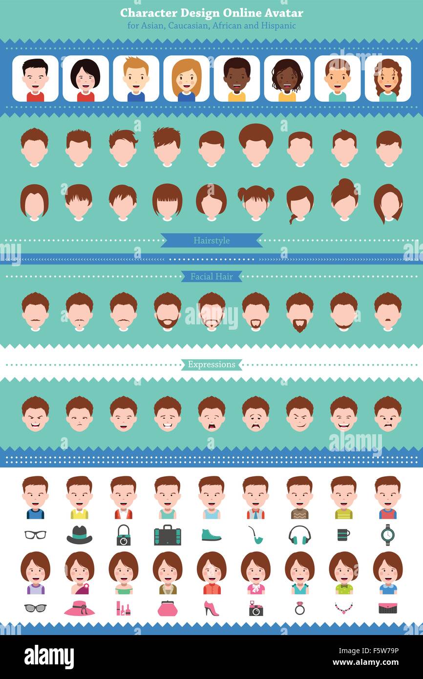A vector illustration of different online avatar Stock Vector Image ...