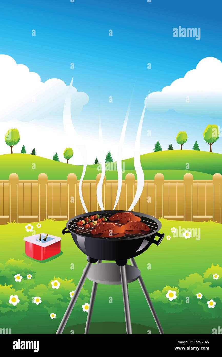 A vector illustration of barbeque party poster design Stock Vector ...