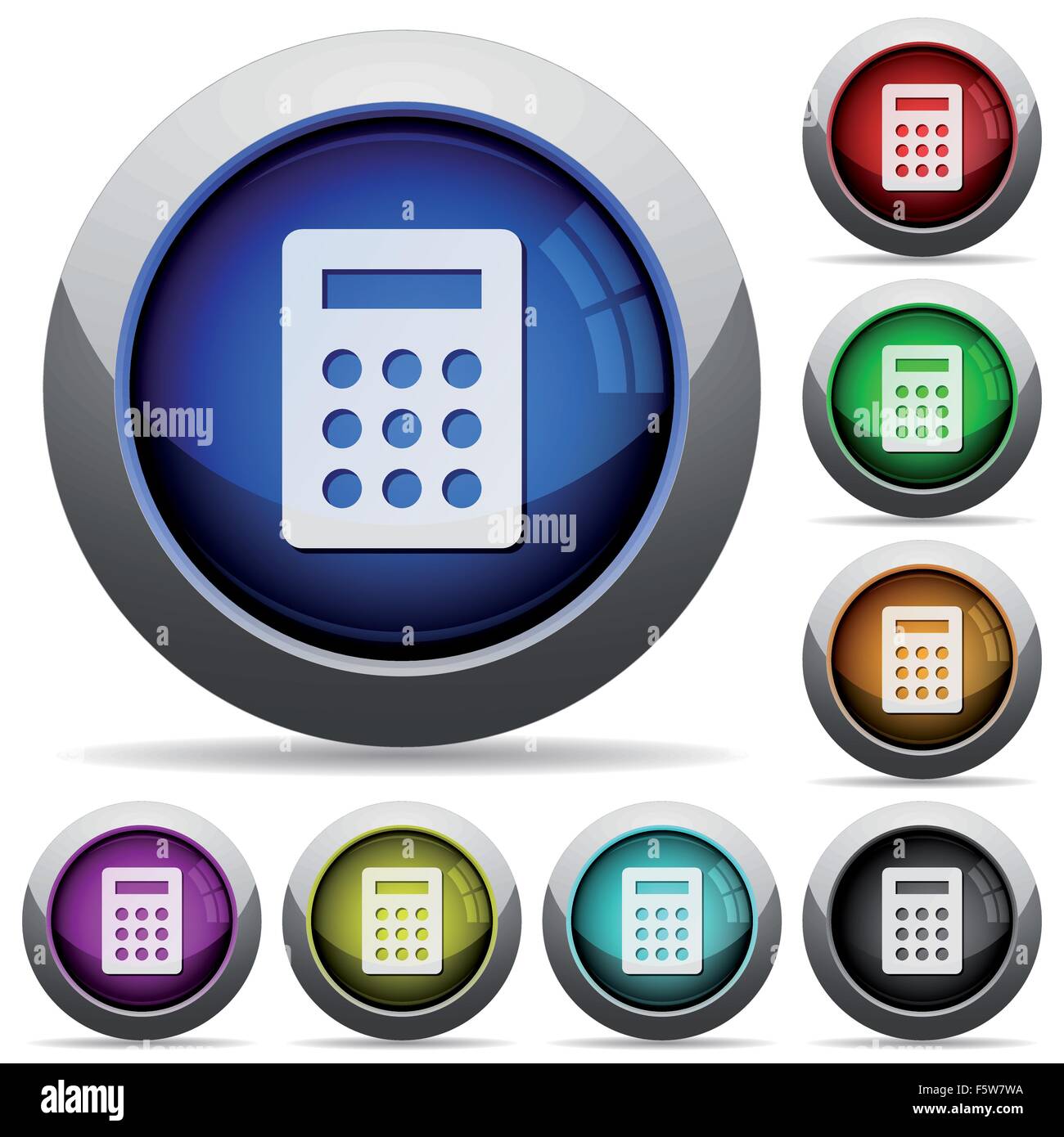 Set of round glossy calculator buttons. Arranged layer structure Stock ...