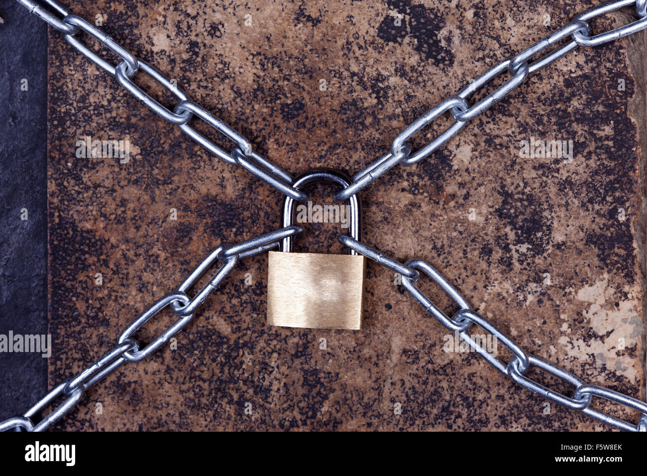 Old vintage tattered book lock with chain isolated white background ...
