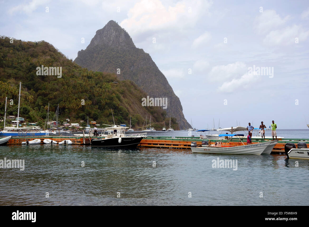 Piton mountain near Soufriere town, St Lucia, Caribbean Stock Photo - Alamy
