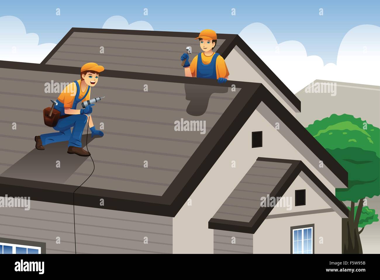 Adult on roof Stock Vector Images - Alamy