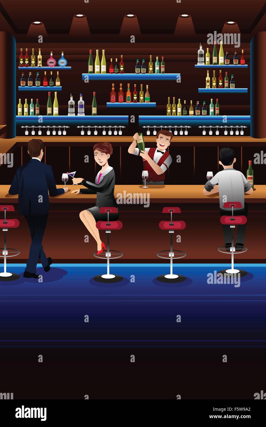 A vector illustration of bartender working in a bar Stock Vector Image ...
