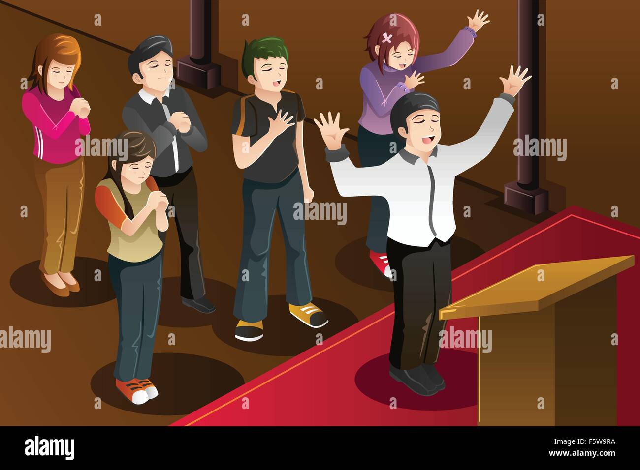 A vector illustration of people having a group prayer Stock Vector ...
