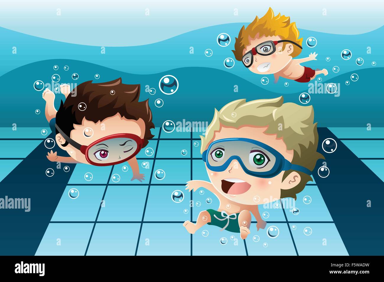 Kids swimming in a pool Stock Vector Images - Alamy