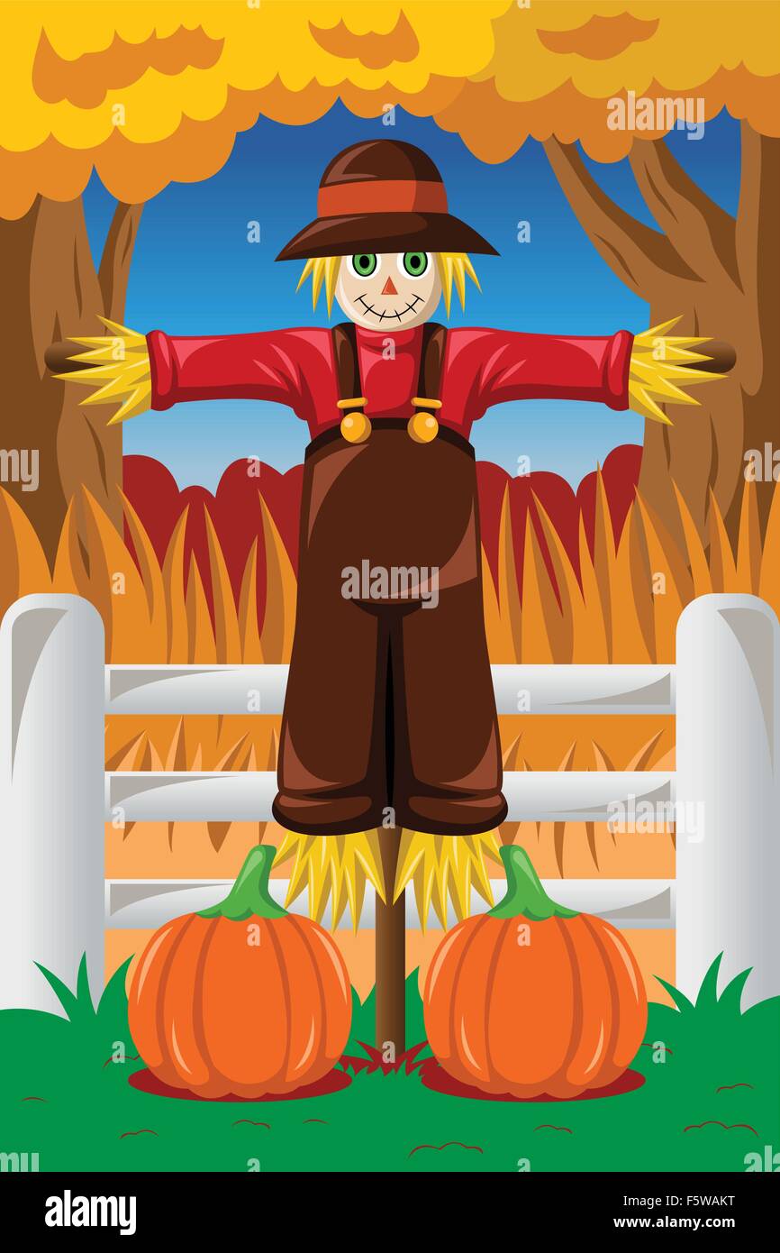 A vector illustration of Scarecrow in the Fall season Stock Vector ...