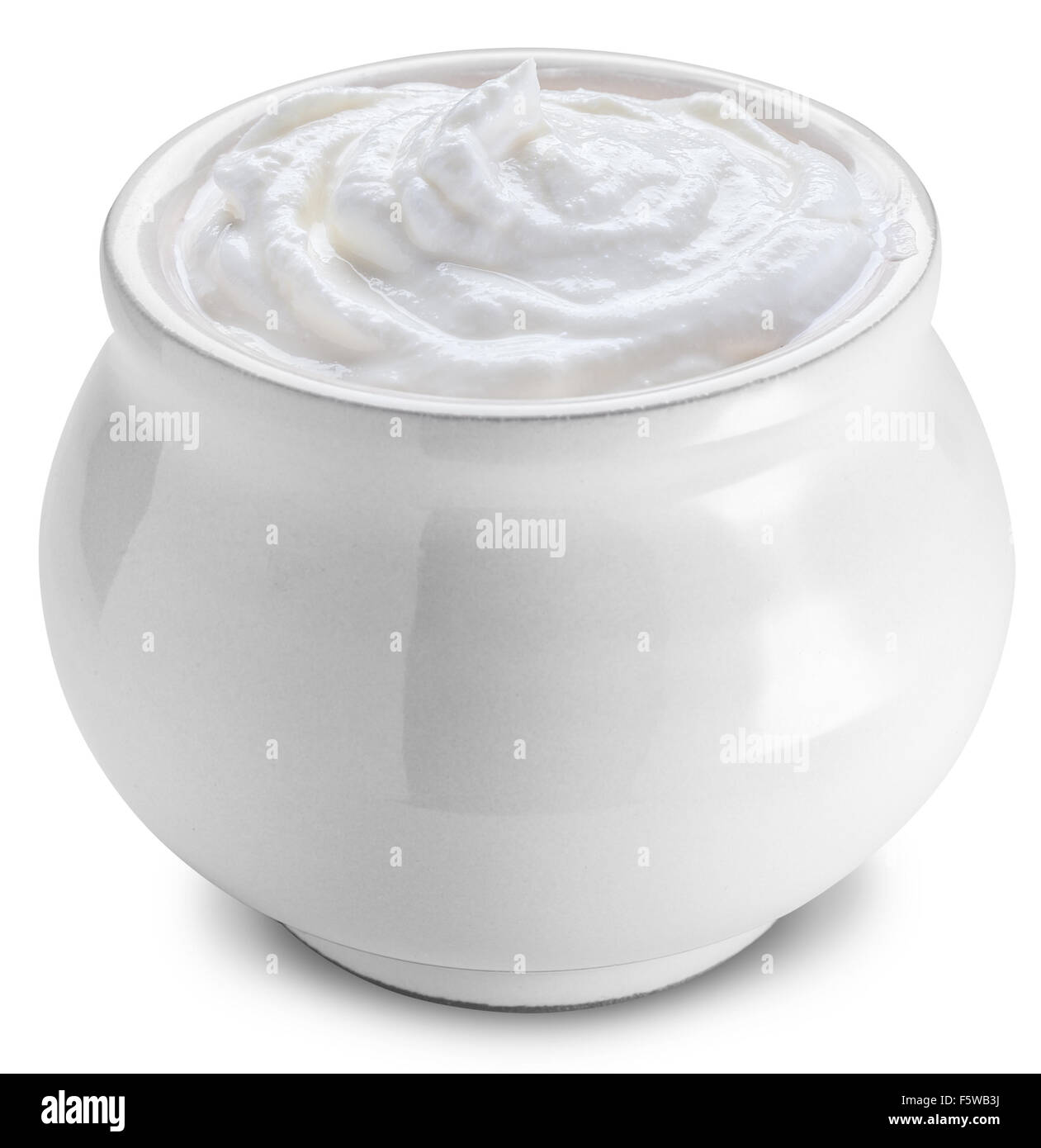 Small ceramic pot with sour cream. File contains clipping paths Stock ...