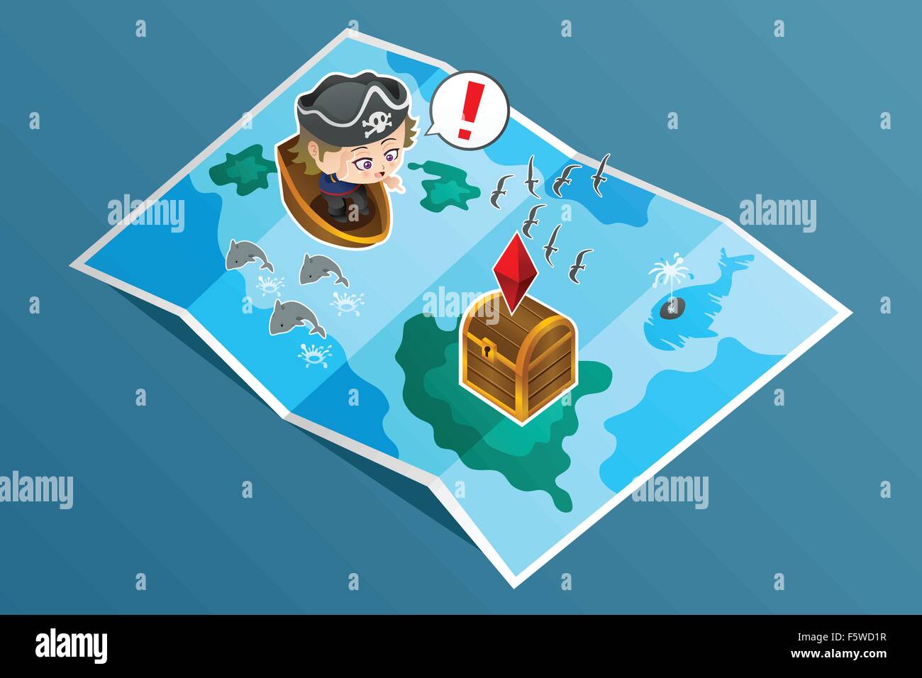 A vector illustration of kid searching for treasure Stock Vector Image ...