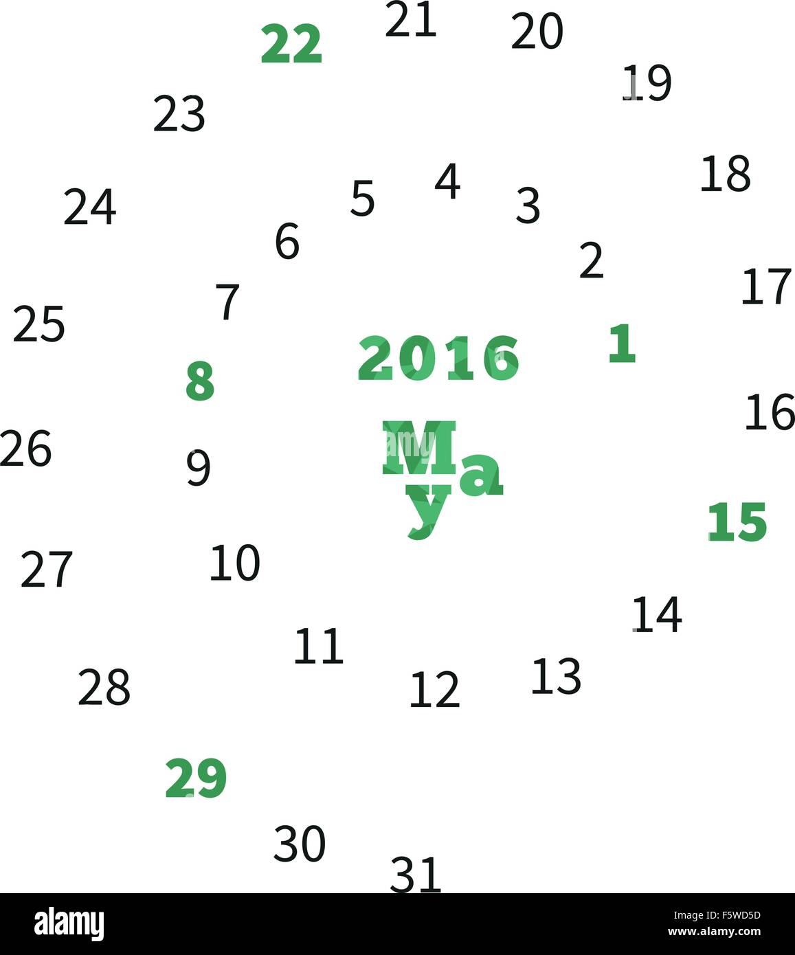 Creative calendar for May 2016 with dates on spiral Stock Vector Image ...