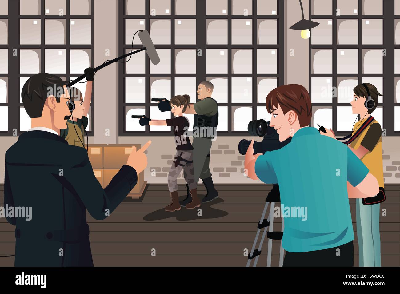 A vector illustration of movie production scene Stock Vector Image ...