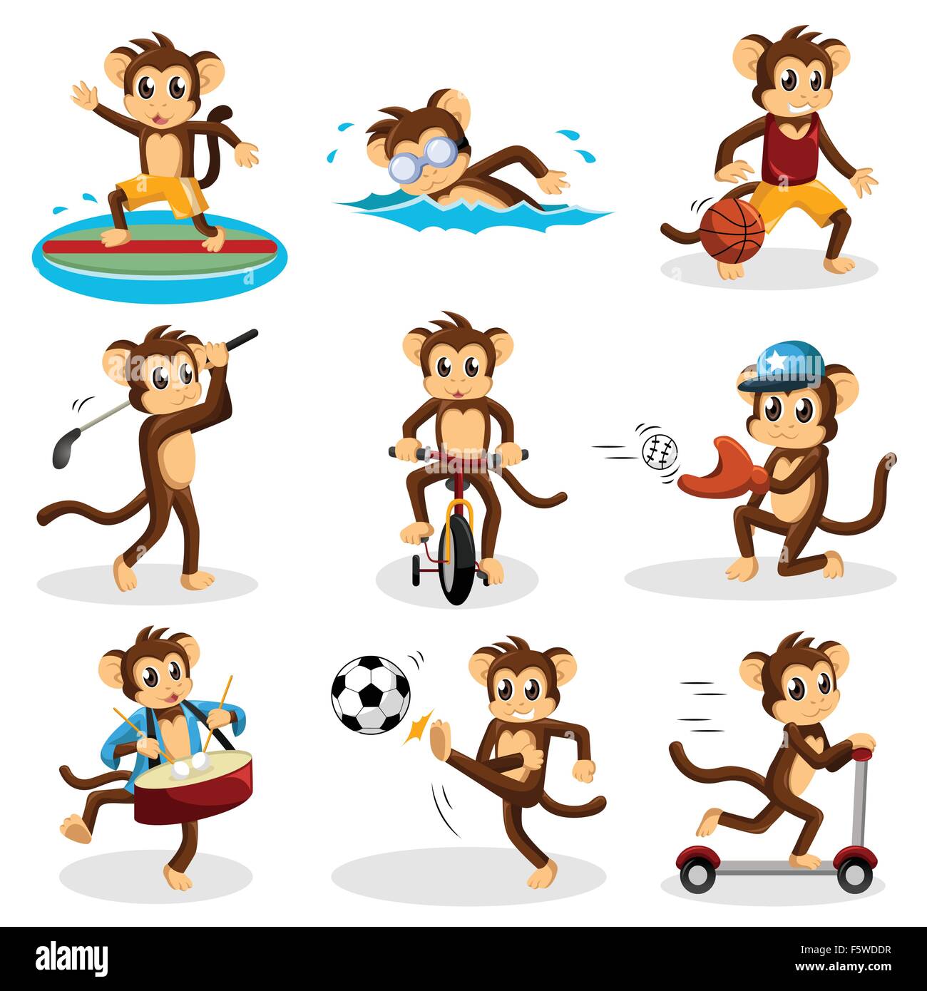 A vector illustration of monkey doing activity Stock Vector Image & Art ...