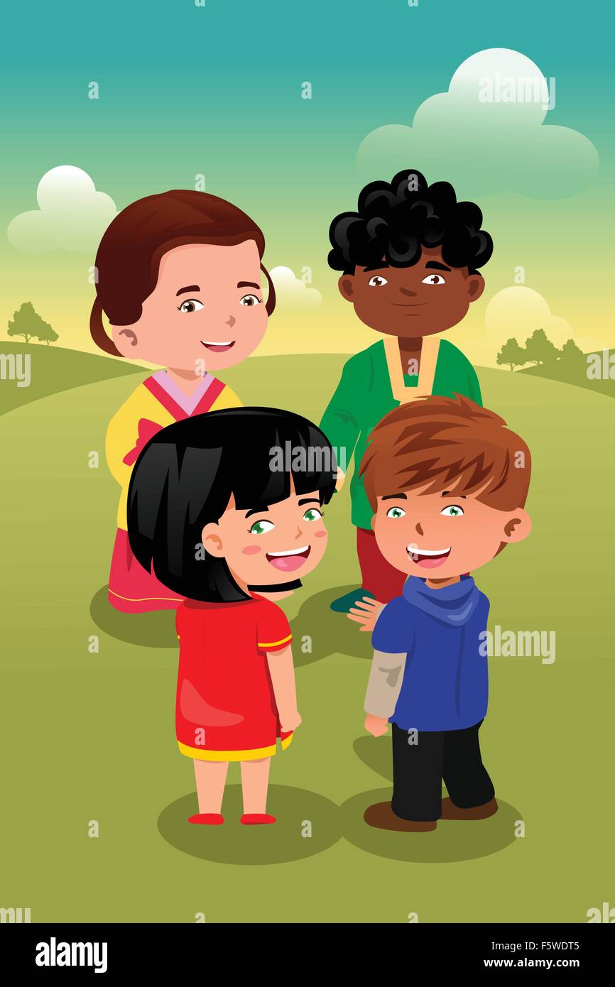 A vector illustration of multi-ethnic kids playing together Stock ... A vector illustration of multi-ethnic kids playing together Stock ...