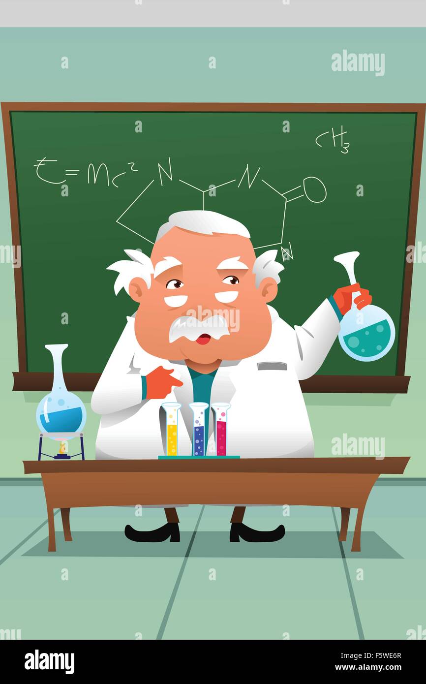 A vector illustration of chemistry professor working at the lab Stock ...