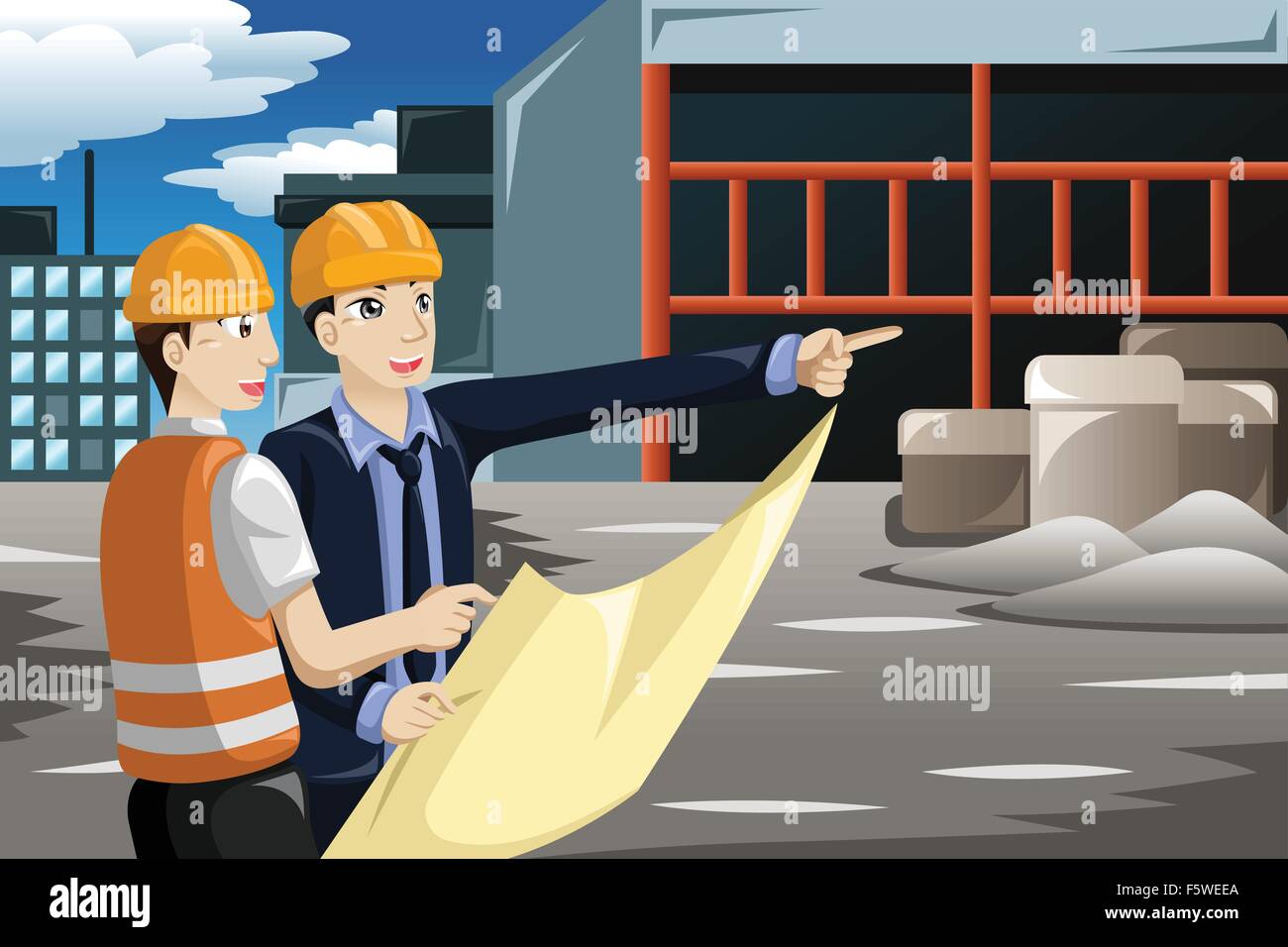 Cartoon Architect Working