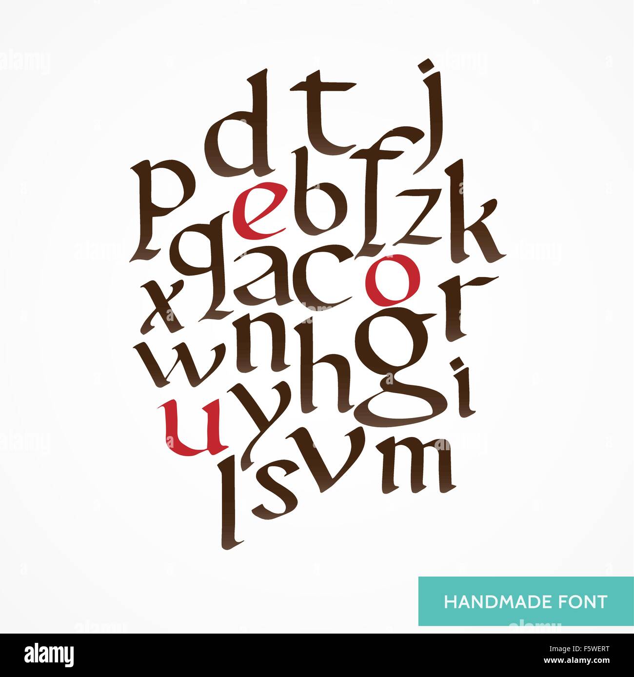 Vector hand drawn medieval alphabet. Old manuscript style letters ...