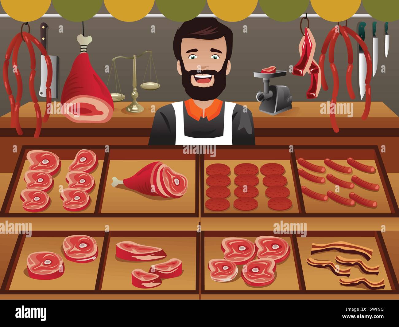 Butcher man vector cartoon hi-res stock photography and images - Alamy